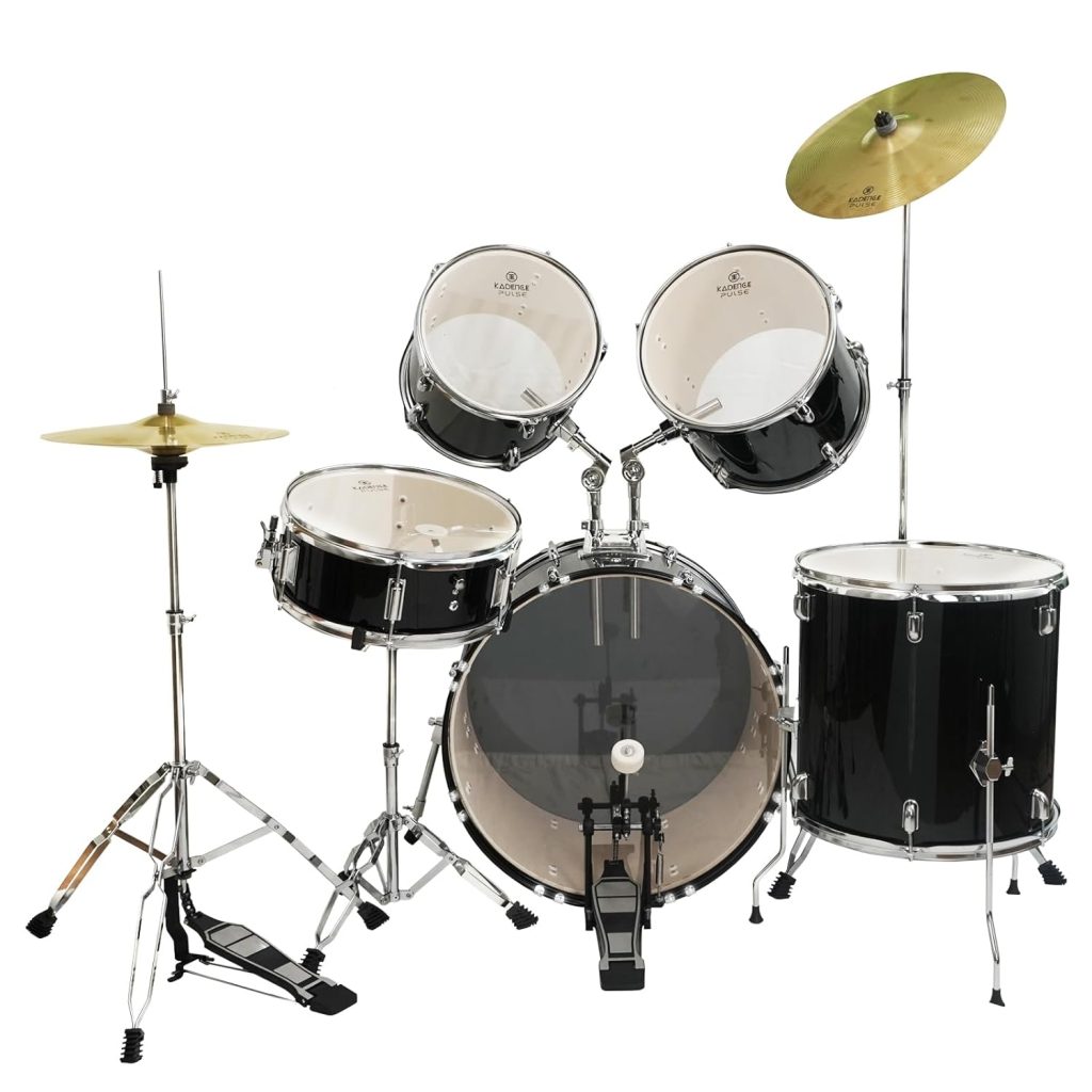 Black Fusion Drum Set with Toms, Cymbals, Stands and Pedals